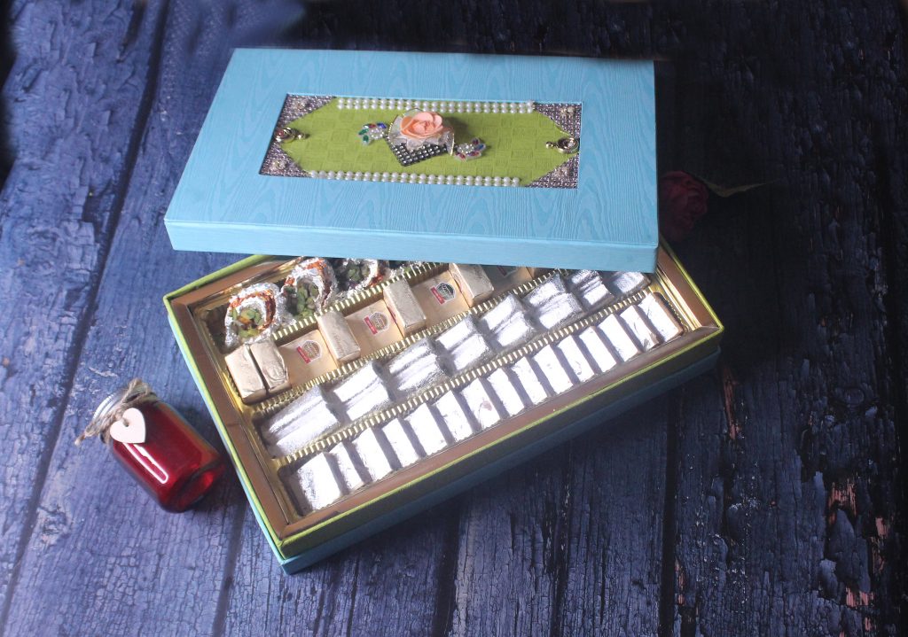 Fancy Blue Handmade Box - ChhappanBhog