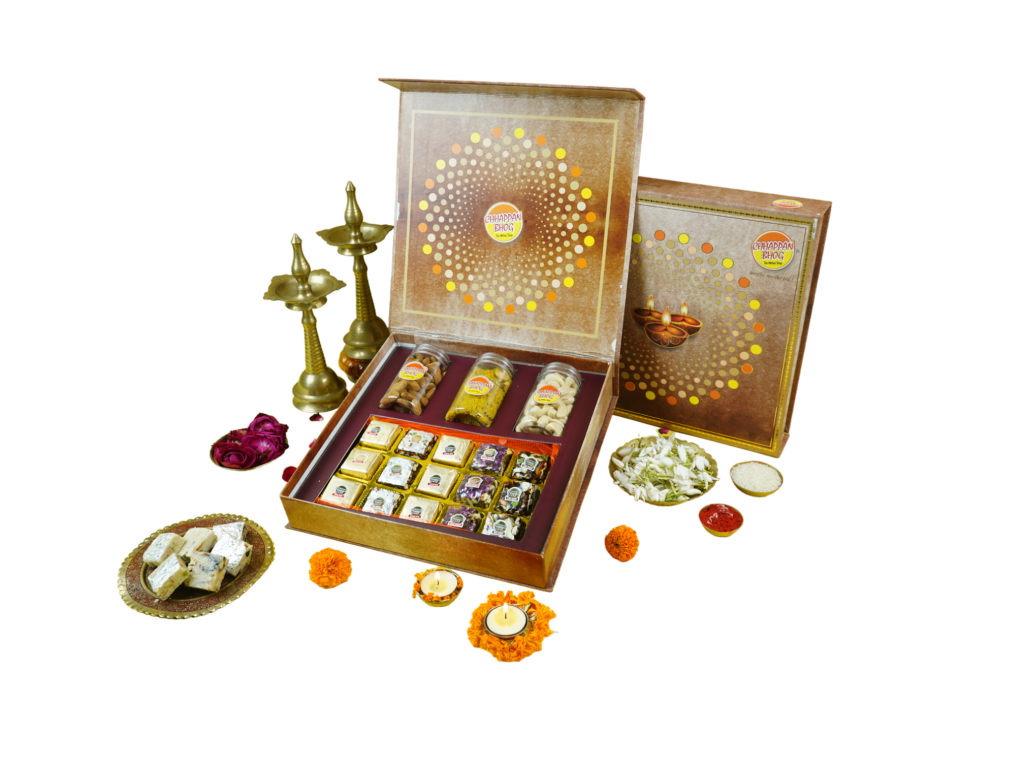 Brown 3 Diya Box - ChhappanBhog