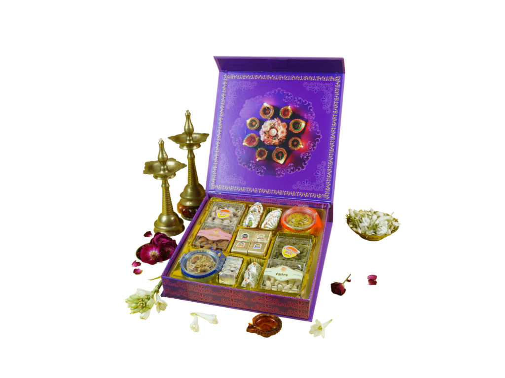 Purple 8 Diya Box - ChhappanBhog